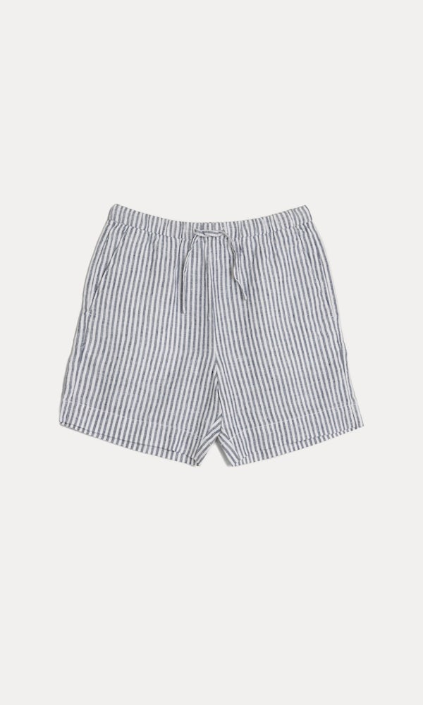 Stålblå Shorts i 100% linne | Dam | | Cubus