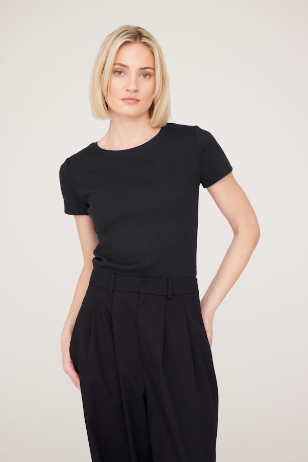Svart Ribbad t-shirt | Dam | | Cubus