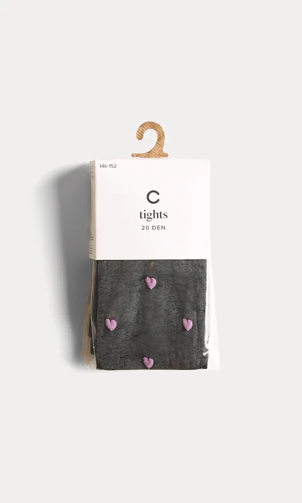 Svart Strømpebukse med hjerter | Unisex | Cubus